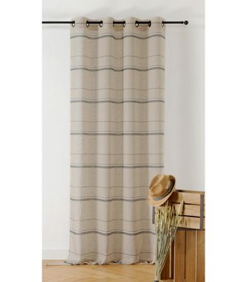 Rideau à rayures verticales naturel marius - 140x245 cm - Gris | Castorama