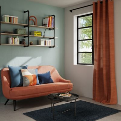 Rideau tamisant à œillets effet chenille Pahea terracotta L.260 x l ...