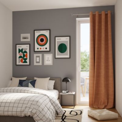 Rideau tamisant à œillets effet chenille Pahea terracotta L.260 x l ...