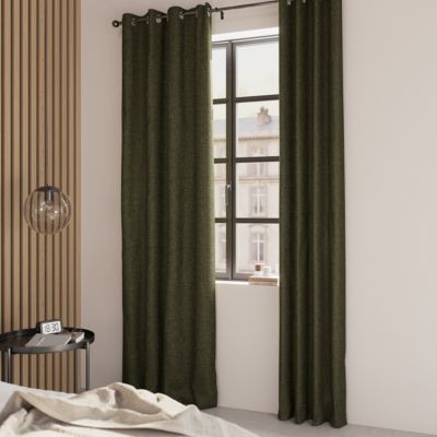 Rideau thermique à œillets vert kaki l.140 x H.260 cm GoodHome Novan