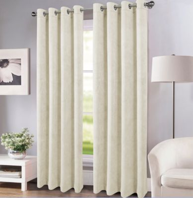 Rideau thermique à oeillets Farm velours beige écru l.140 x H.260cm ...