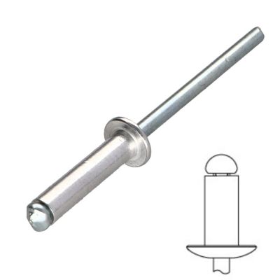 Rivet aveugle Aluminium Tige acier 4X6 Tête plate - 1 pièce