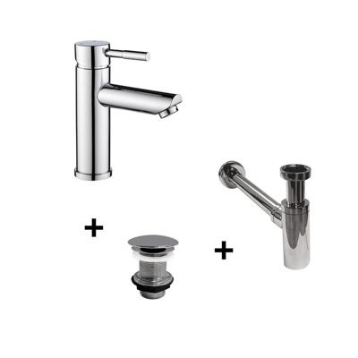 Robinet bec bas TAP + bonde LIV + siphon SIMON