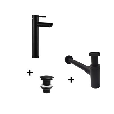 Robinet bec haut GRIFO + bonde LIV + siphon SIMON