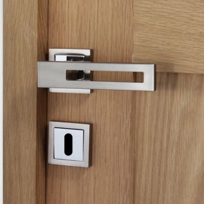 Rosace de poignée de porte carré à visser gambetta Chrisligne nickel ...