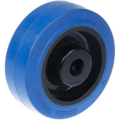 Roue de 80 mm avec caoutchouc élastique bleu sur une jante en nylon
