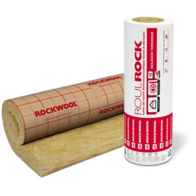 Rouleau laine de roche Rockwool Roulrock kraft - 1,2 x 5 m ép.100 mm (vendu au rouleau) | Castorama