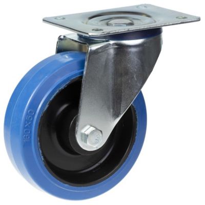 Roulette pivotante de 160 mm avec bande élastique bleue sur roue ...