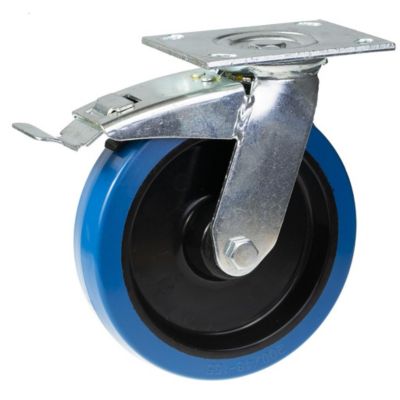 Roulette pivotante/frein de 200 mm avec caoutchouc élastique bleu sur ...