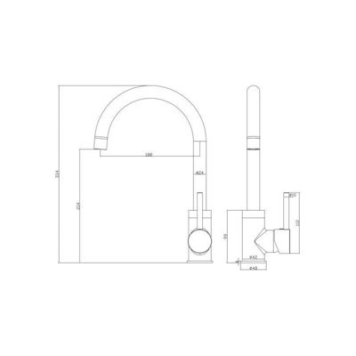ROUSSEAU Robinet mitigeur de cuisine Koben - Sans douchette - Or rose