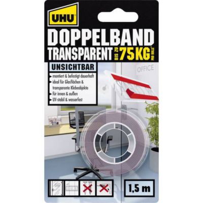 Ruban adhésif double-face transparent UHU 45375, mousse, 1,5 m x 19 mm ...