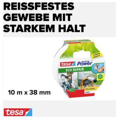 Ruban adhésif toilés tesa Extra Power ECOLOGO 56431 blanc 10 m x 38 mm ...