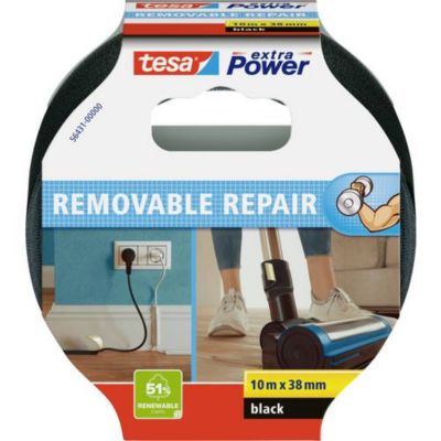 Ruban adhésif toilé tisse9 Extra Power ECOLOGO 56431 noir 10 m x 38 mm