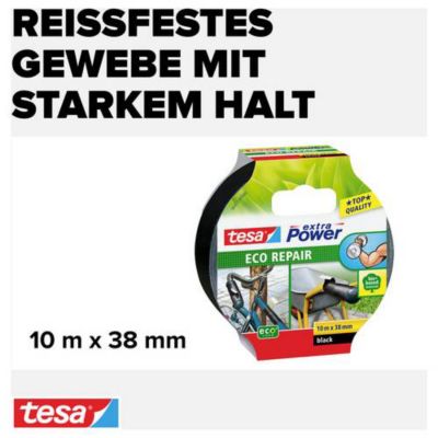 Ruban adhésif toilé tisse9 Extra Power ECOLOGO 56431 noir 10 m x 38 mm