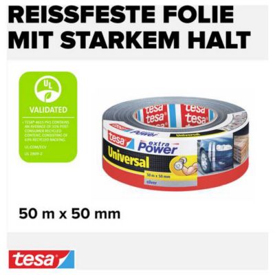 Ruban adhésif toile Tesa Extra Power 50 m x 48 mm argent - 56389-00000-11