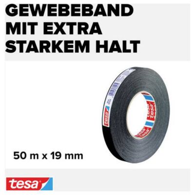 Ruban adhésif toile9 noir 19 mm x 50 m - 57230-00000-02, tissu enduit d ...