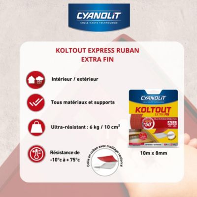Ruban colle Koltout extra fin h. 8 mm x l. 10 m