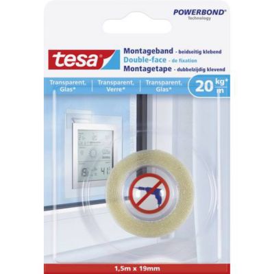 Ruban de montage transparent tesa Powerbond GLASS 19 mm x 1,5 m, tenue ...