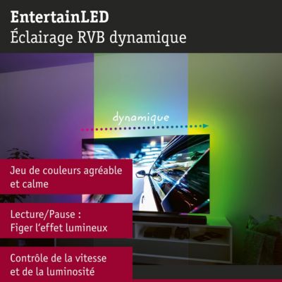Ruban LED TV 55" 2m RVB USB 3W avec télécommande IR et mémoire