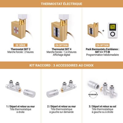 Sèche-serviette doré - (HxL) 1140x600 mm - 800 Watts - 711 Watt ...