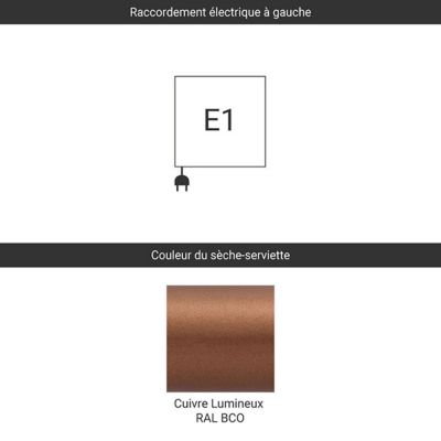 Sèche-serviette électrique cuivré - (HxL) 1210x230 mm - 200 (Watts ...