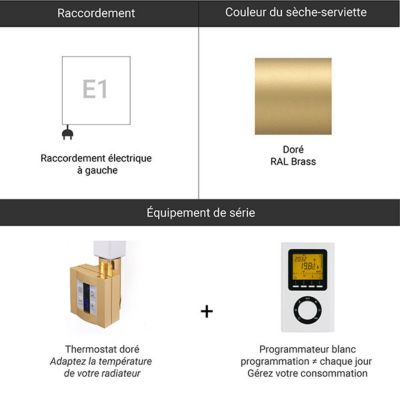 Sèche-serviette électrique programmable doré - HxL 660x430 mm - 300 W ...