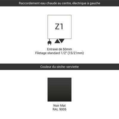 Sèche-serviette mixte noir - (HxL) 1630x600 mm - 800 Watt - 681 Watt ...