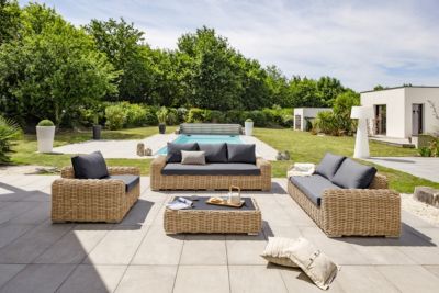 Salon bas de jardin 6 personnes Papette résine tressée