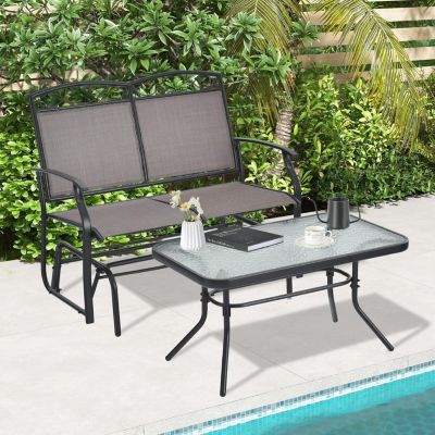 Salon de Jardin 2 Pièces Chaises à Bascule 2 Place avec Table Basse en ...