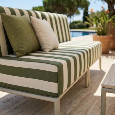 Salon de jardin bas modulable rayé 2 places vert kaki Patio Oviala