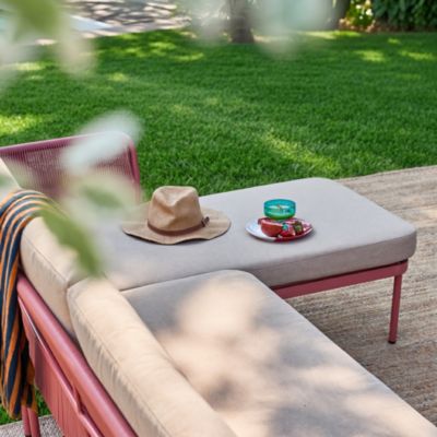 Salon de jardin d'angle acier et cordes 4 places beige et terracotta ...