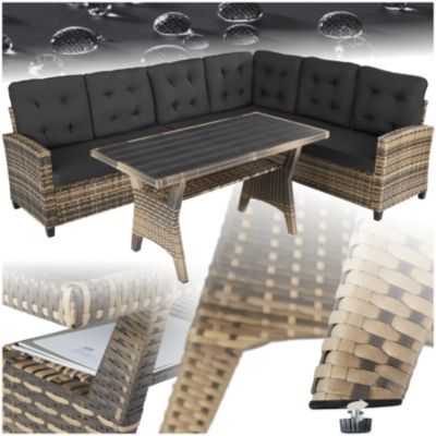 Salon de jardin en rotin marron naturel modulable en resine tresse9e en ...