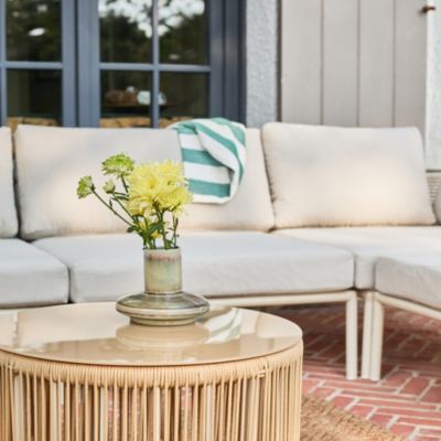 Salon de jardin modulable aluminium et cordes beige 5 places - Orial
