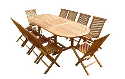 Salon de jardin munggi bois massif bois 11 pieces 50 x 50 x 50 10 ...