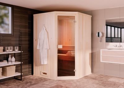 Sauna d'angle intérieur FinnTherm, 14x14m dim ext (cas échéant incl ...