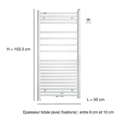 Sèche serviette mixte électrique 300W / eau chaude 460W Acova Angora