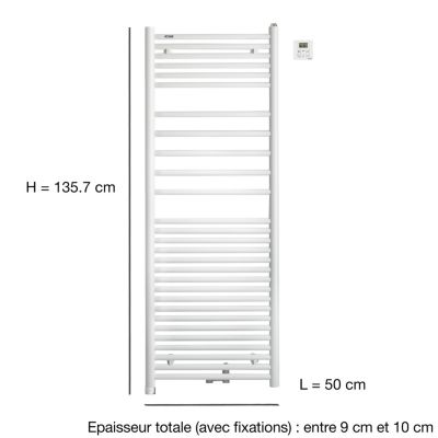 Sèche serviette mixte électrique 300W / eau chaude 615W Acova Angora
