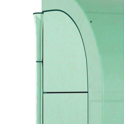 Serre tunnel 300x150x213 cm en plastique vert avec étagères et fenêtre
