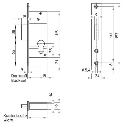 Serrure menuiserie métallique axe 29mm PZ 453 D - WILKA - 453 H 29L