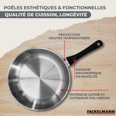 Set 3 poêles 20 24 et 28 cm, 3 casseroles en inox et 6 ustensiles inox ...