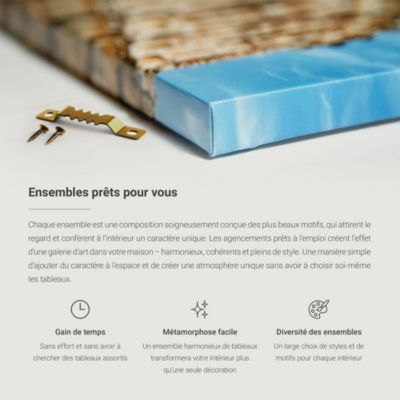 Set 5 Tableaux sur Châssis 2cm Épaisseur Wallfluent Motifs Végétaux ...