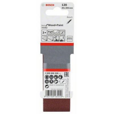 Set de 3 bandes abrasives 40 x 305 mm grain 120 - compatible ponceuses ...