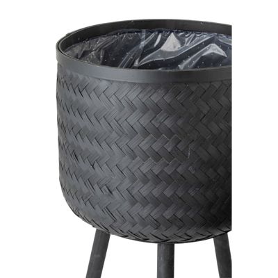 Set de 3 cache-pots sur pied en bois noir 37x37x76 cm | Castorama