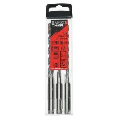 Set de 3 forets béton THOR SDS Plus à 2 taillants 6/8/10 x 160mm ...