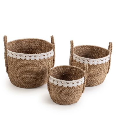 Set de 3 paniers Yasmina fibres naturelles, blanc/naturel