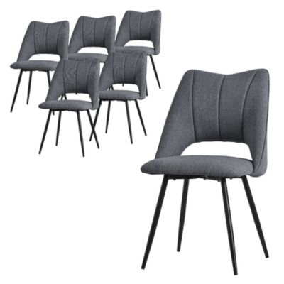 Set de 6 Chaises de Salle à Manger, gris, assise en polyester avec ...