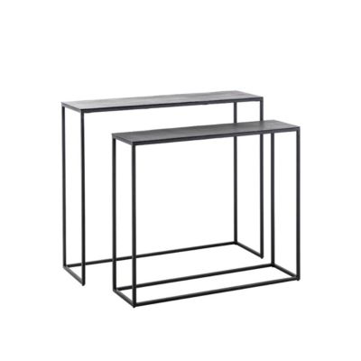 Set de deux consoles en aluminium et métal noir Linda