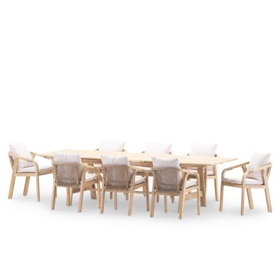 Set de repas jardin 8 places table extensible en bois 220-300x100 ...