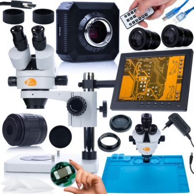 Set Microscope Stéréoscopique Trinoculaire Mercury Pro MSMP-T-PS1 ...