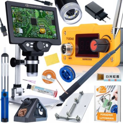 Set Station de Soudure avec Microscope LCD 7 - Zoom 1200x, T12, 12MP ...